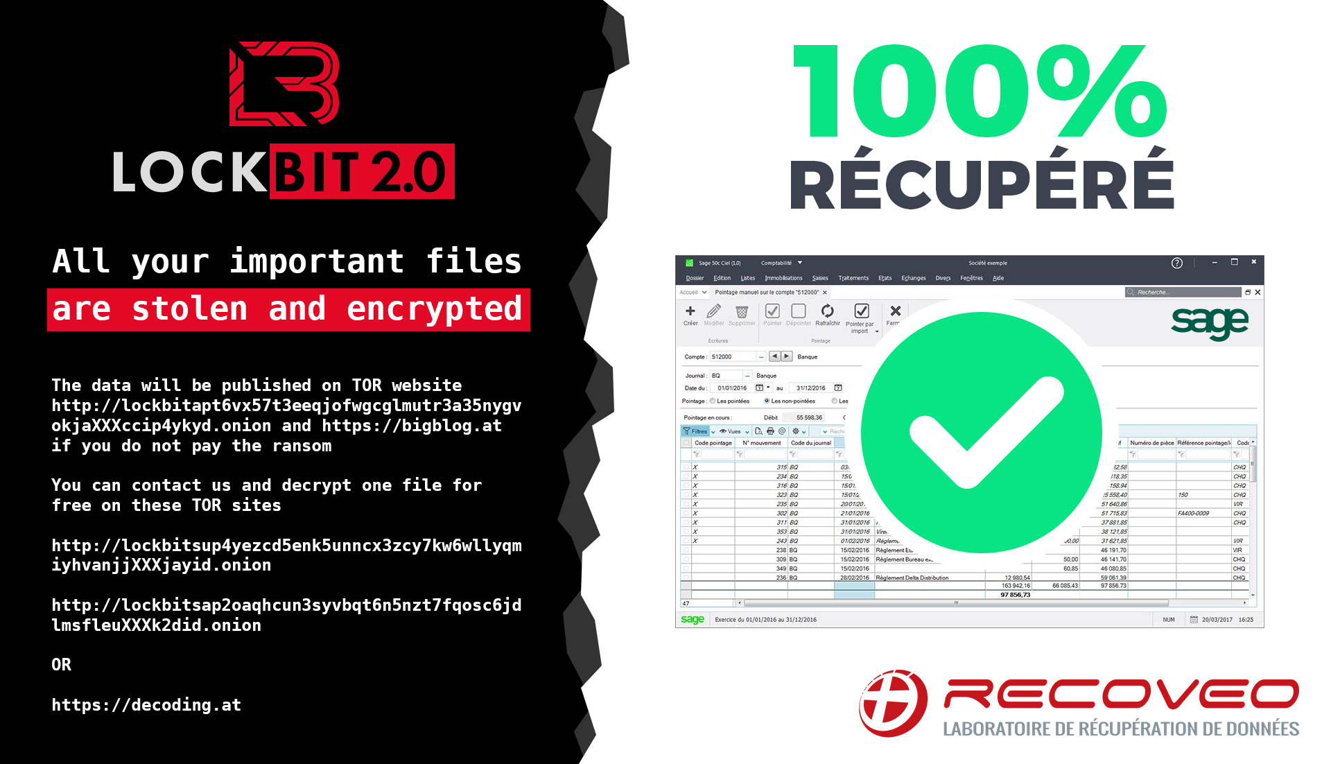 Lockbit 2.0 - Succès total pour nos équipes ! - Recoveo